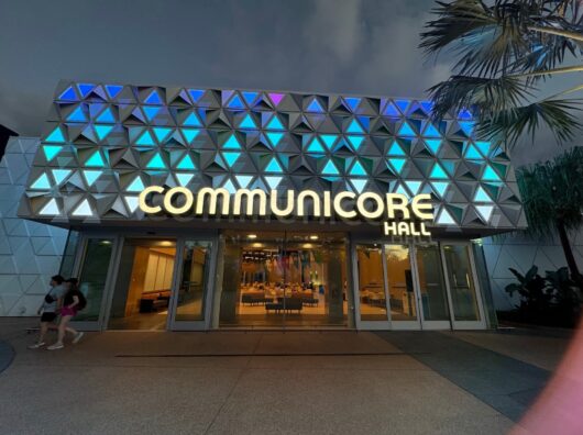 Look Inside and Outside of New Communicore Hall Plaza at Epcot!